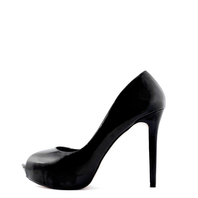 Jess Black Open-Toe Platform Pump - Pink Robin