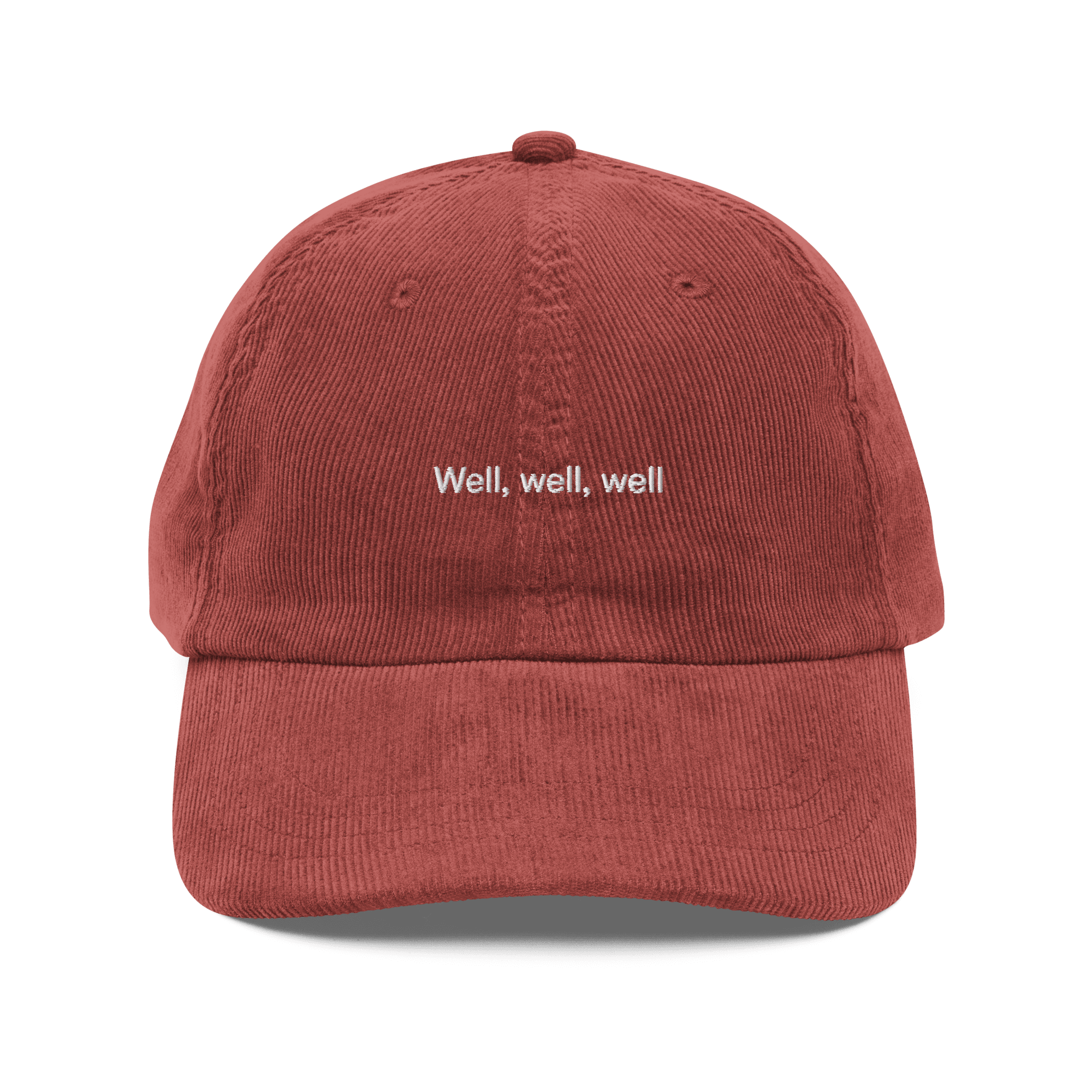 'well, well, well' Vintage Corduroy Cap - Pink Robin