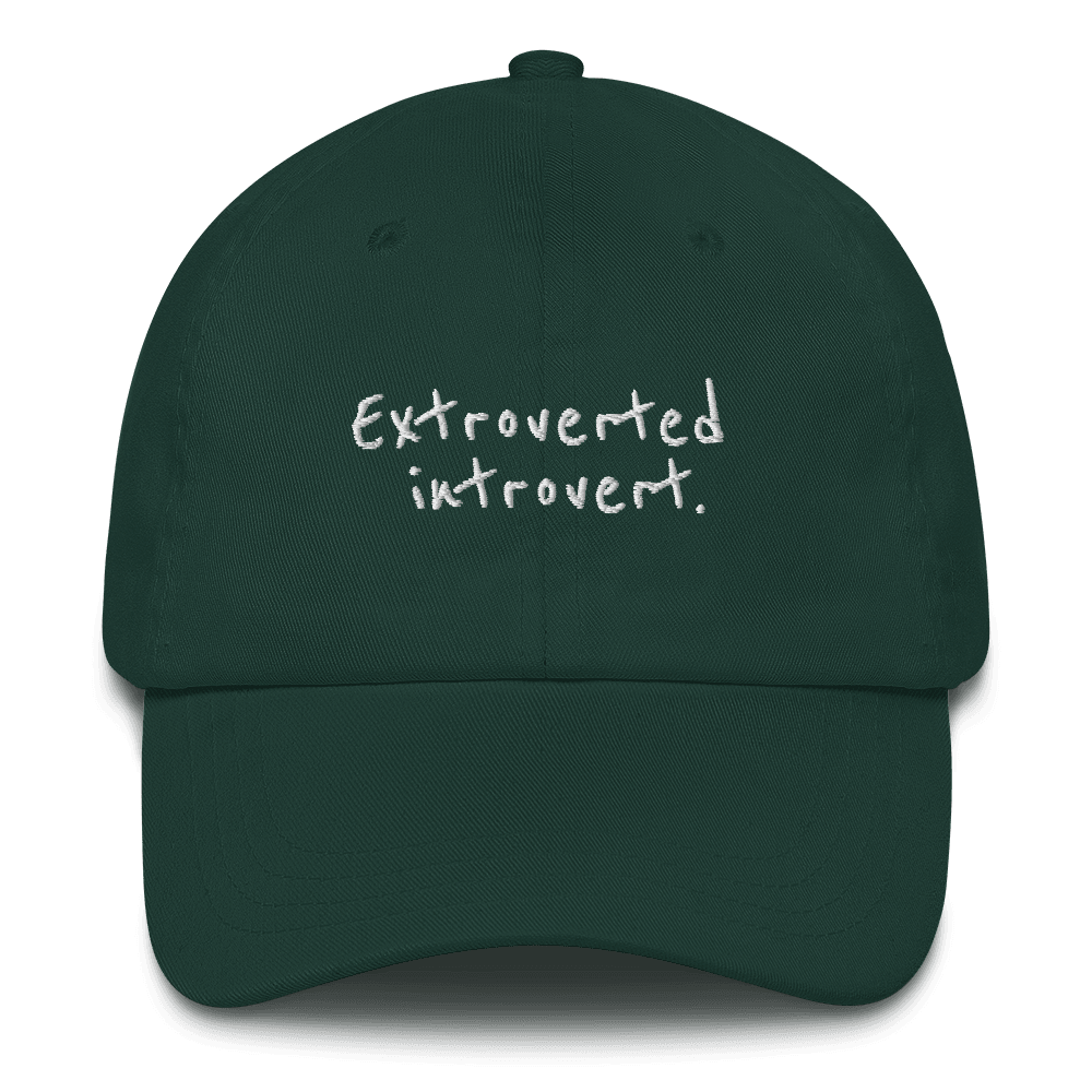 Extroverted Introvert Embroidered Hat - Pink Robin