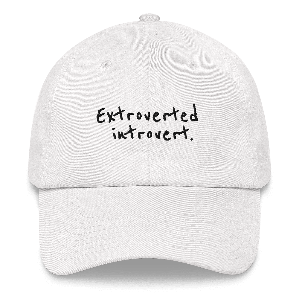 Extroverted Introvert Embroidered Hat - Pink Robin